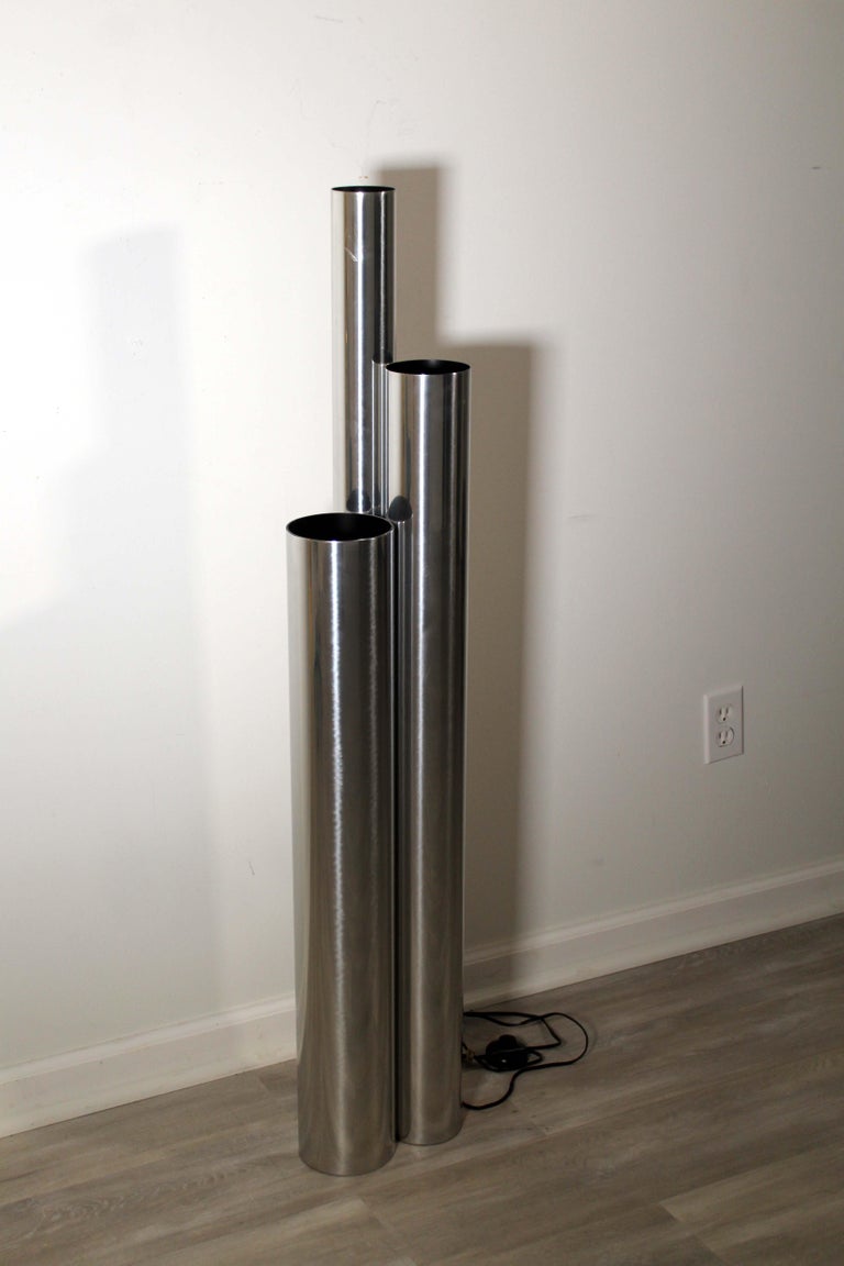 Mid Century Modern Rare Sonneman 3 Tube Chrome Floor Lamp at 1stDibs