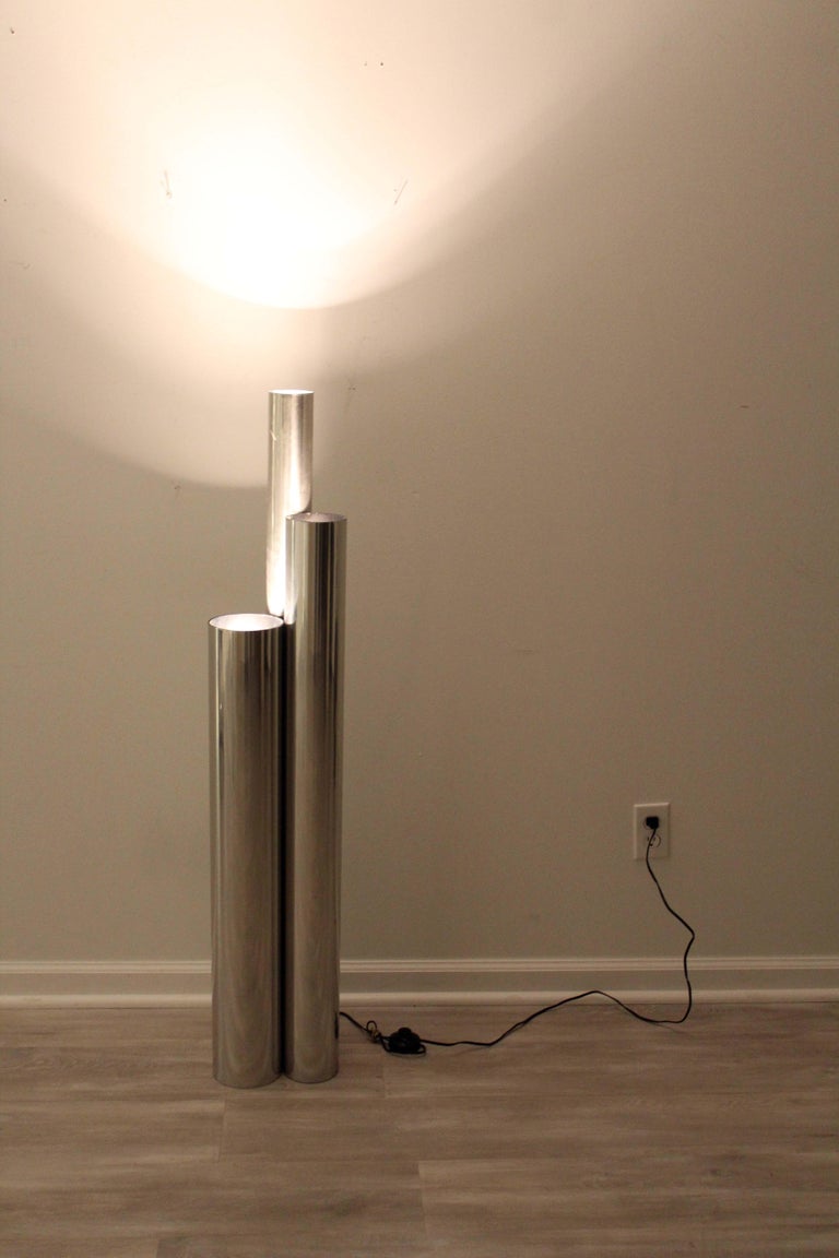 Mid Century Modern Rare Sonneman 3 Tube Chrome Floor Lamp at 1stDibs