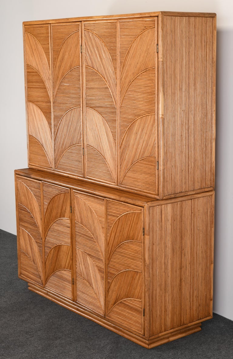 Mid-Century Modern Rattan 4-Door Cabinet, 1970s at 1stDibs