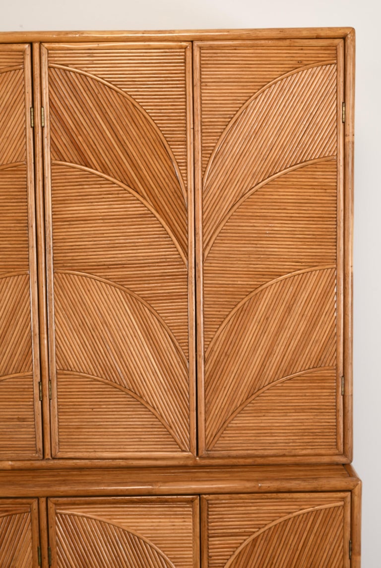 Mid-Century Modern Rattan 4-Door Cabinet, 1970s at 1stDibs