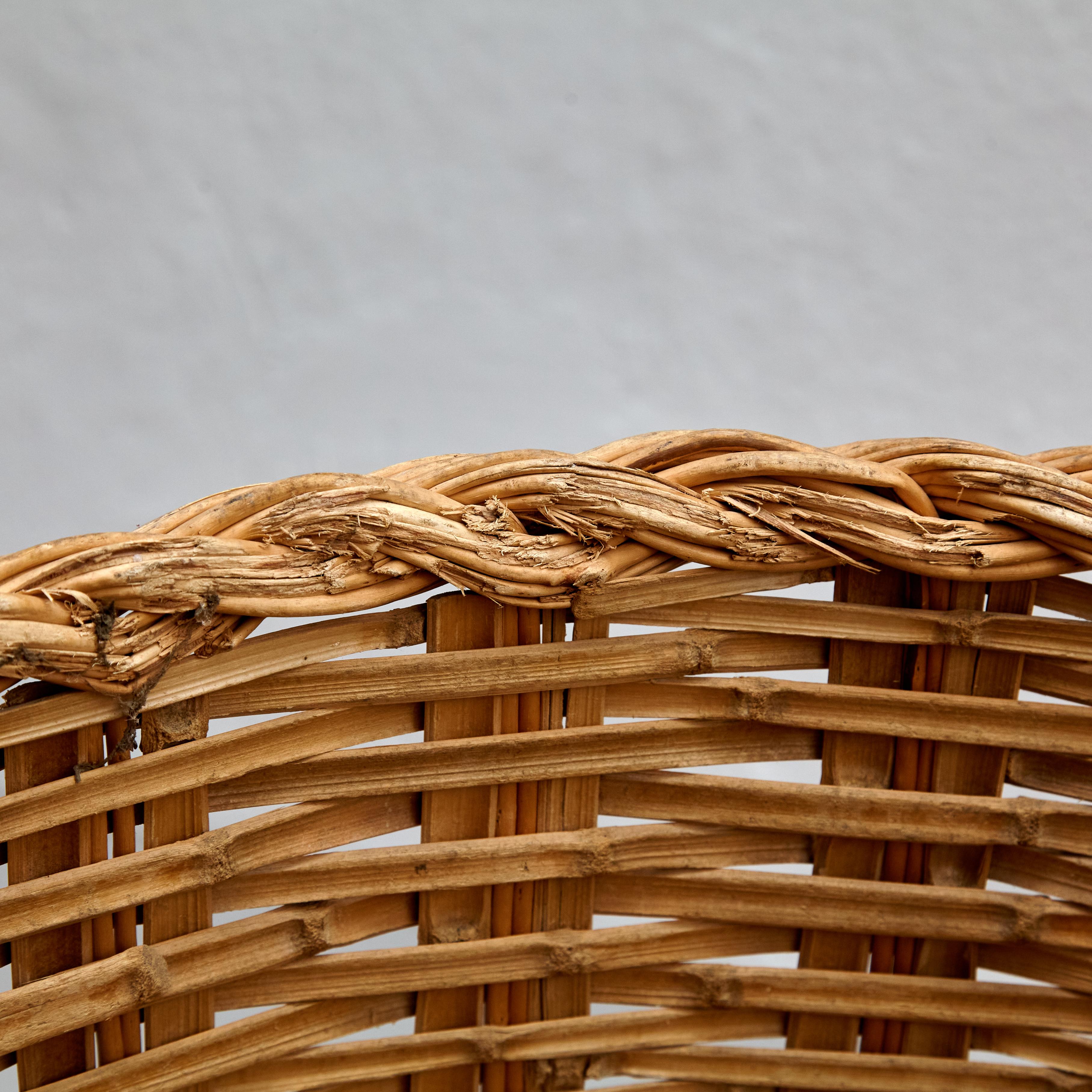 Mid-Century Modern Rattan Large Basket, circa 1960 For Sale at 1stDibs