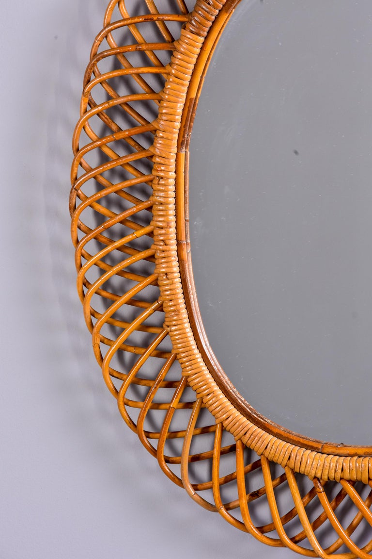 Mid-Century Modern Rattan Oval Mirror For Sale at 1stDibs