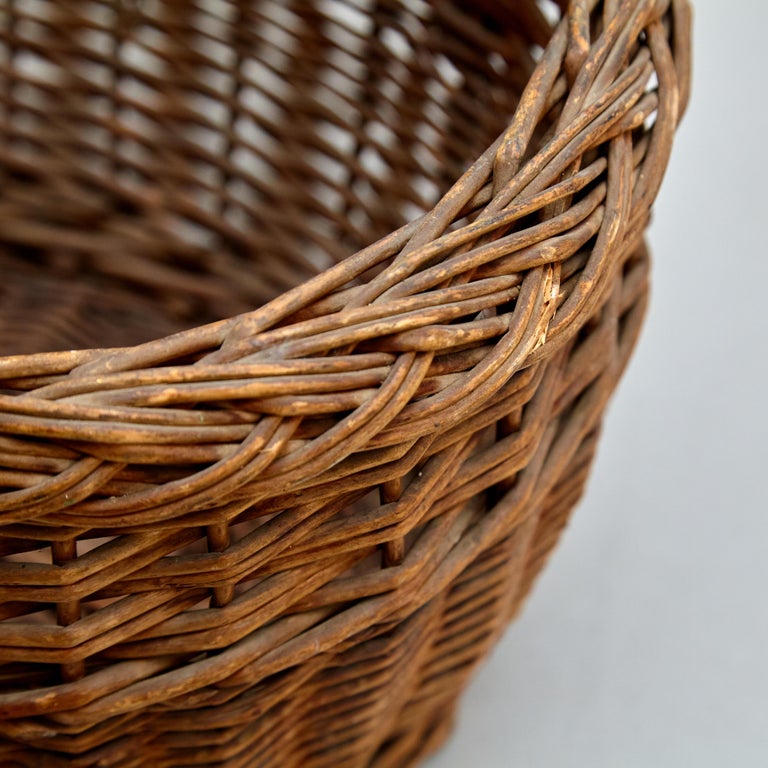 Mid-Century Modern Rattan Rustic Basket, circa 1960 For Sale at 1stDibs