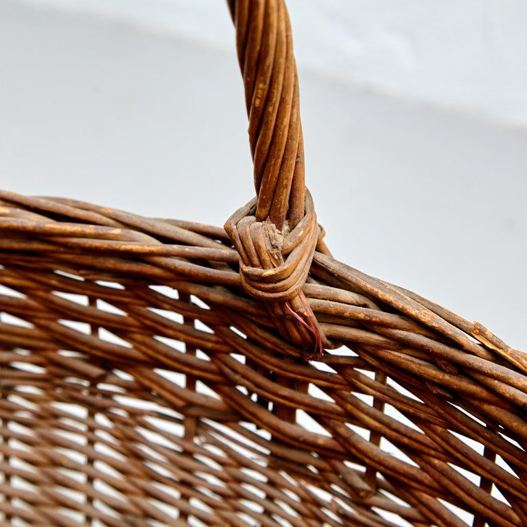 Mid-Century Modern Rattan Rustic Basket, circa 1960 For Sale at 1stDibs