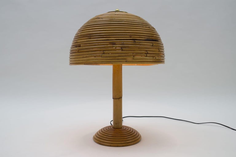 Mid-Century Modern Rattan Table Lamp at 1stDibs