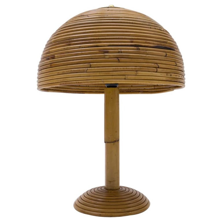 Mid-Century Modern Rattan Table Lamp at 1stDibs