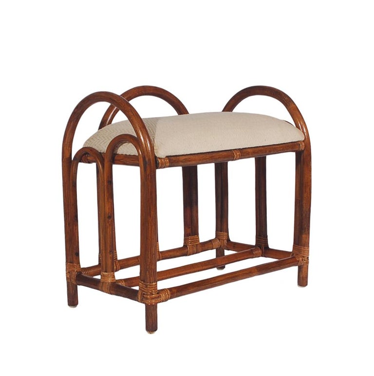 Mid-Century Modern Rattan Vanity Set with Matching Stool in Art Deco ...