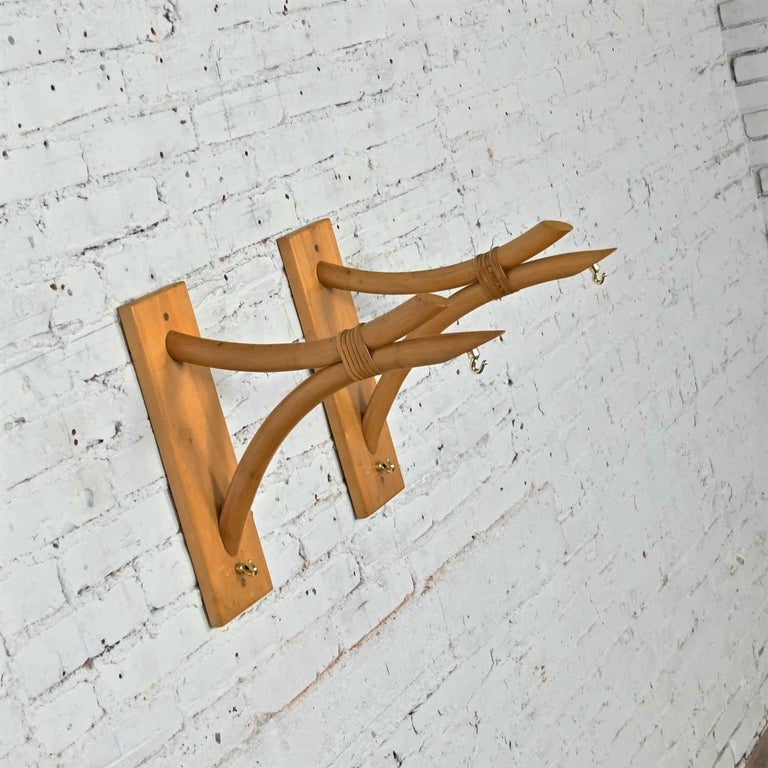 Mid-Century Modern Rattan Wall Brackets a Pair For Sale at 1stDibs