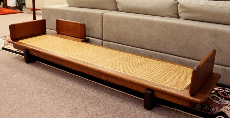 Mid Century Modern Rattan and Wood Long and Low Bench Seat by Cranbrook ...