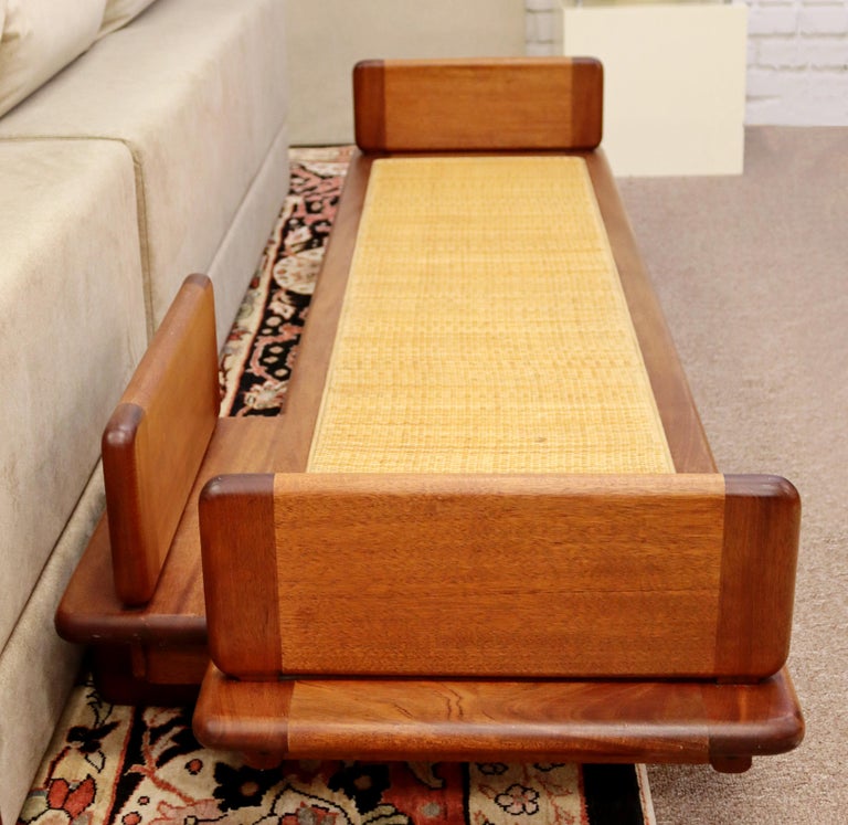 Mid Century Modern Rattan and Wood Long and Low Bench Seat by Cranbrook ...