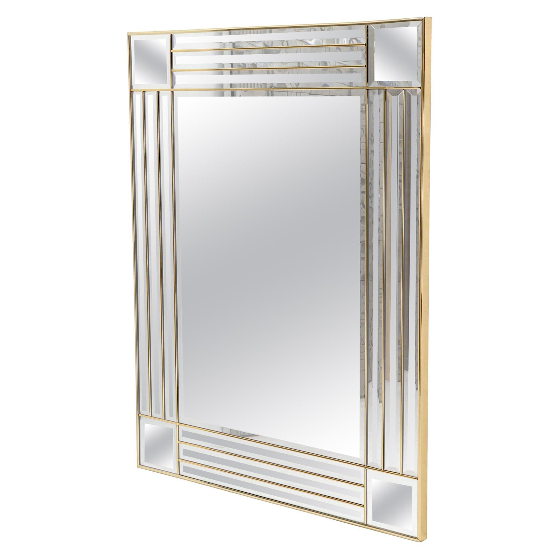 Mid-Century Modern Rectangular Gold Frame Mirror at 1stDibs