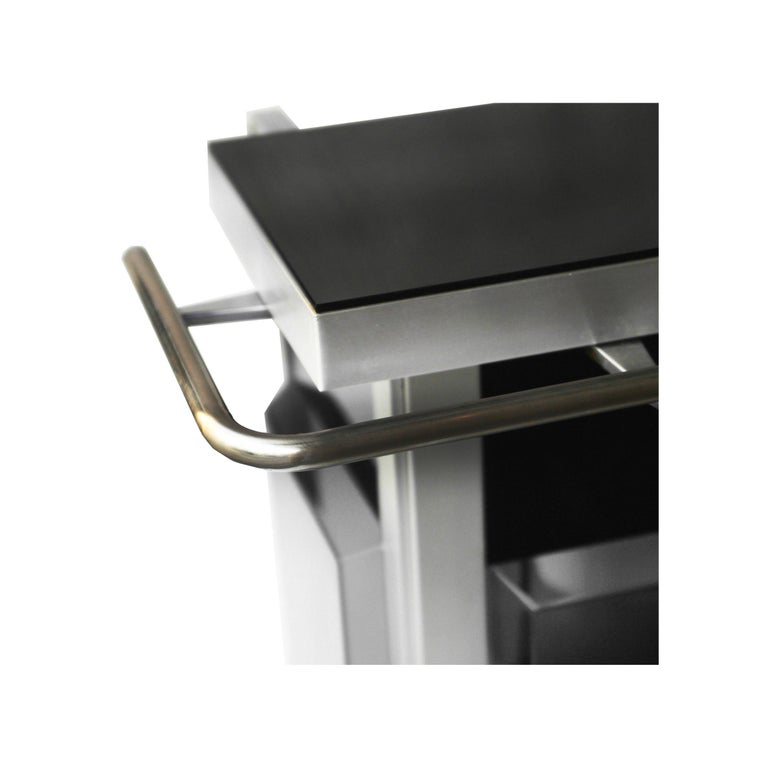 Mid-Century Modern Rectangular Grey Perplex and Steel Bar, Italy, 1970 ...