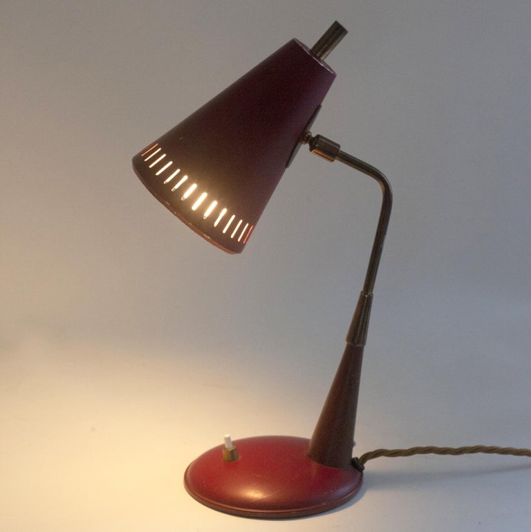 Mid-Century Modern Red Desk Lamp For Sale at 1stDibs