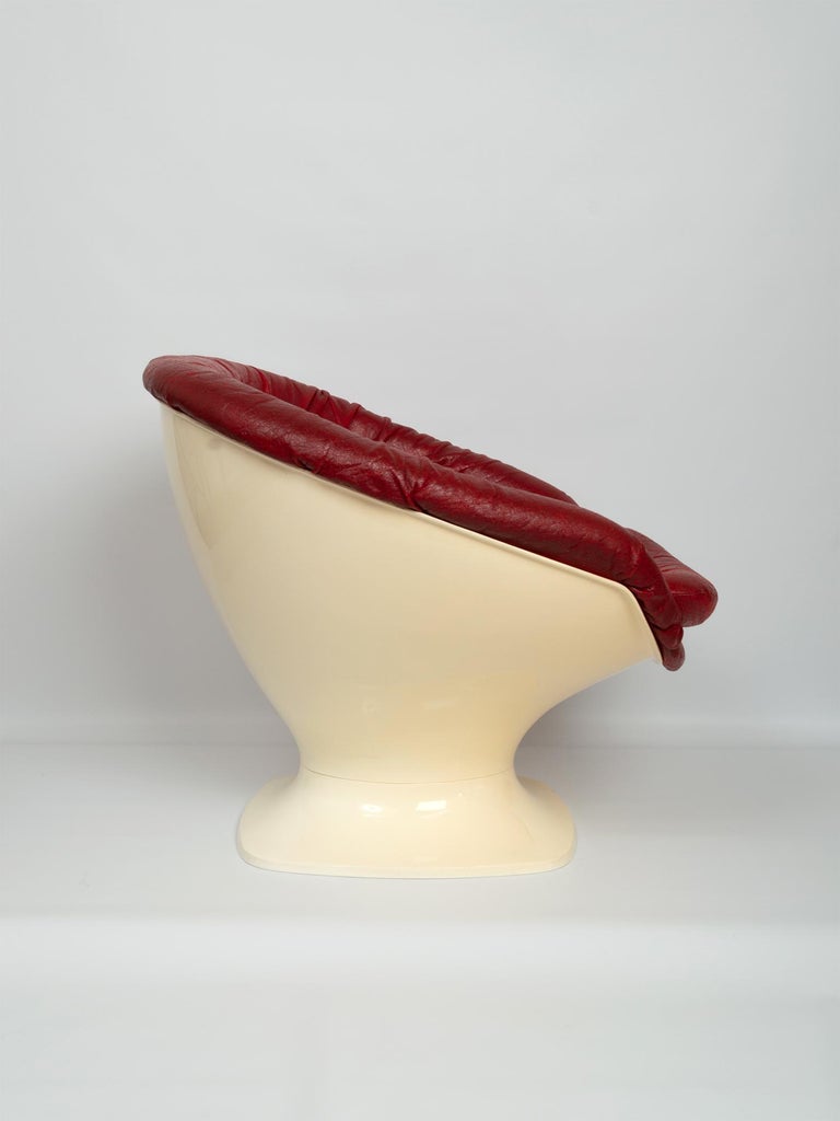 Mid-Century Modern Red Leather Space Age Club Chair Raphael Raffel ...