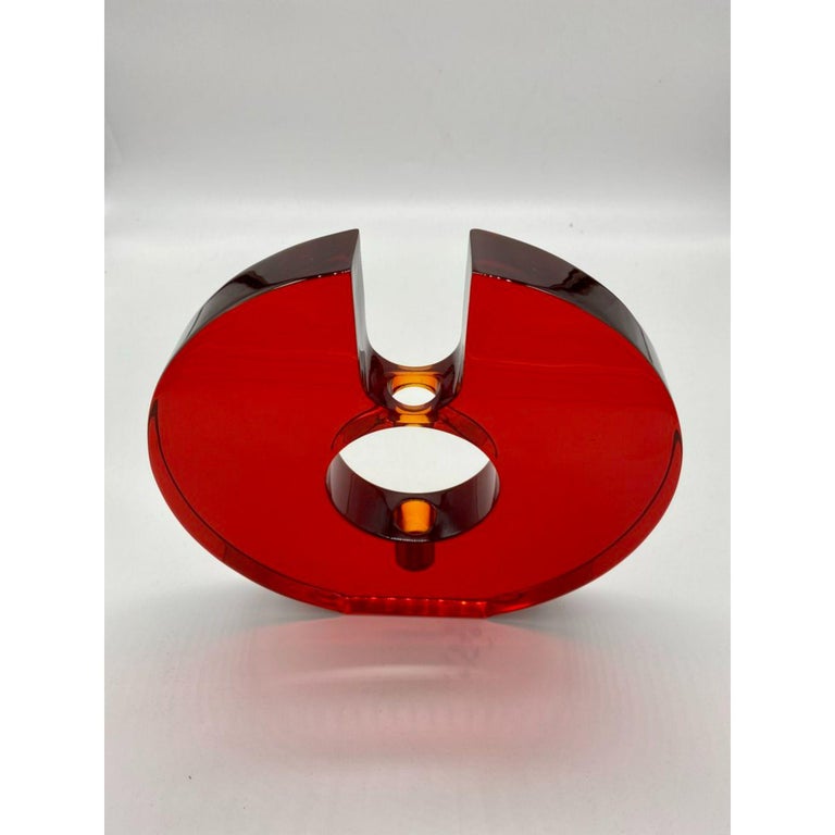 Mid-Century Modern Red Lucite Vase Centerpiece at 1stDibs