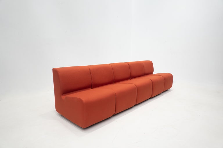 Mid-Century Modern Red Modular Sofa, Italy, 1970s For Sale at 1stDibs
