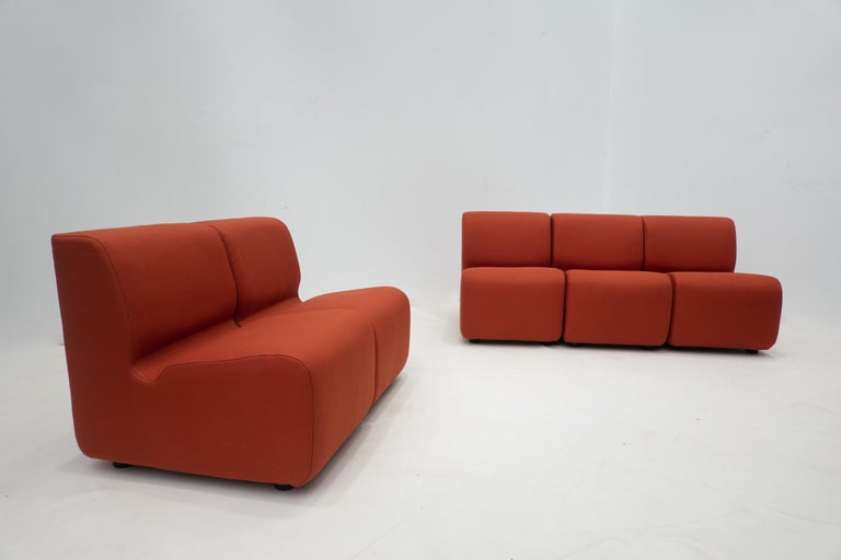 Mid-Century Modern Red Modular Sofa, Italy, 1970s For Sale at 1stDibs