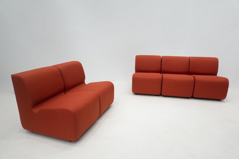 Mid-Century Modern Red Modular Sofa, Italy, 1970s For Sale at 1stDibs