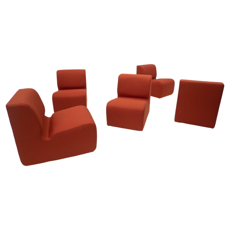 Mid-Century Modern Red Modular Sofa, Italy, 1970s For Sale at 1stDibs