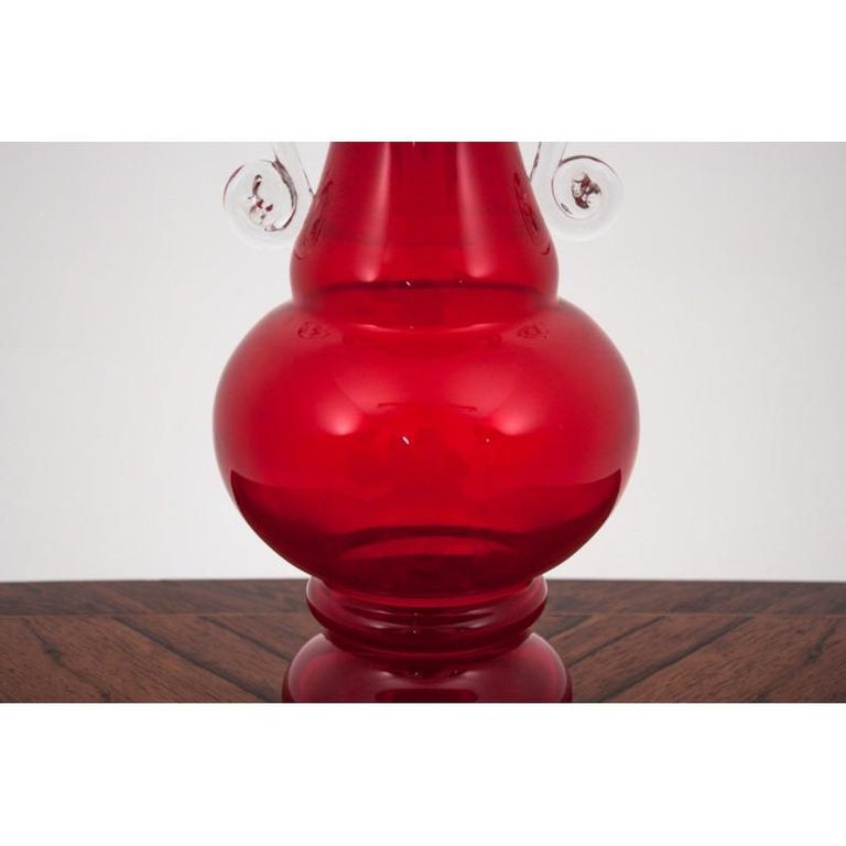 Mid-Century Modern Red Vase, Poland, 1980s For Sale at 1stDibs