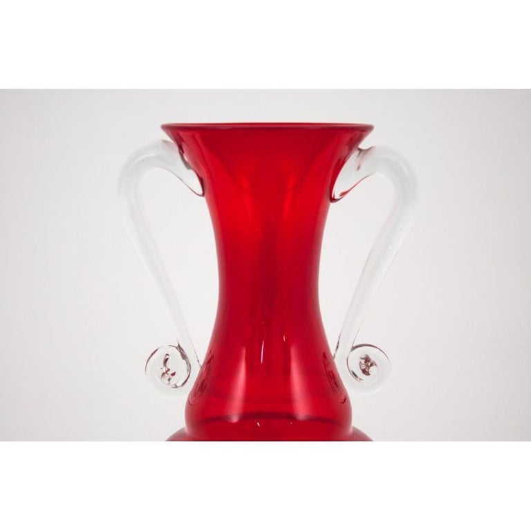 Mid-Century Modern Red Vase, Poland, 1980s For Sale at 1stDibs