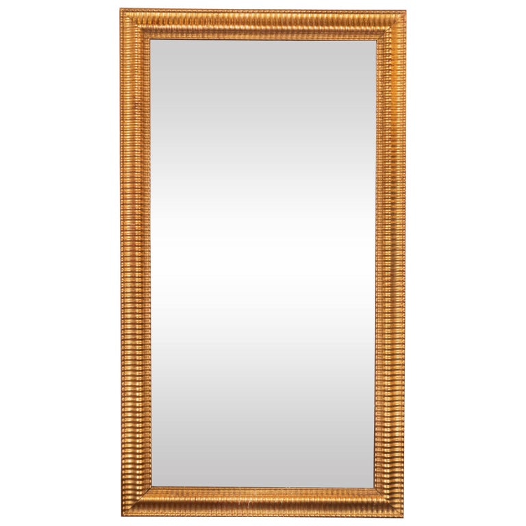 Mid-Century Modern Reeded Mirror Finished in 24-Karat Gilt at 1stDibs
