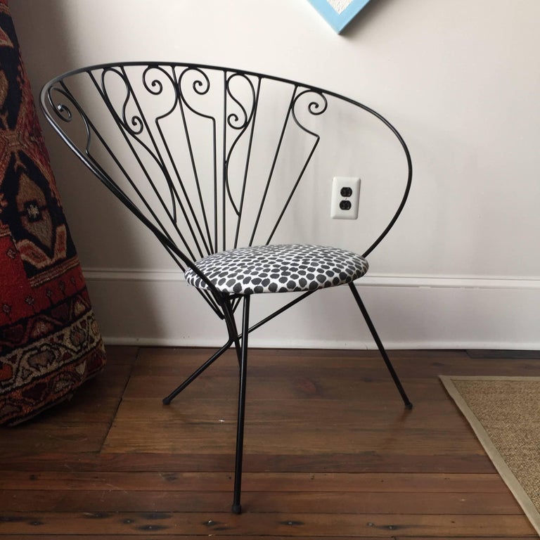 Mid-Century Modern Riley Wolf Iron Hoop Chair with Grey and White Dots ...