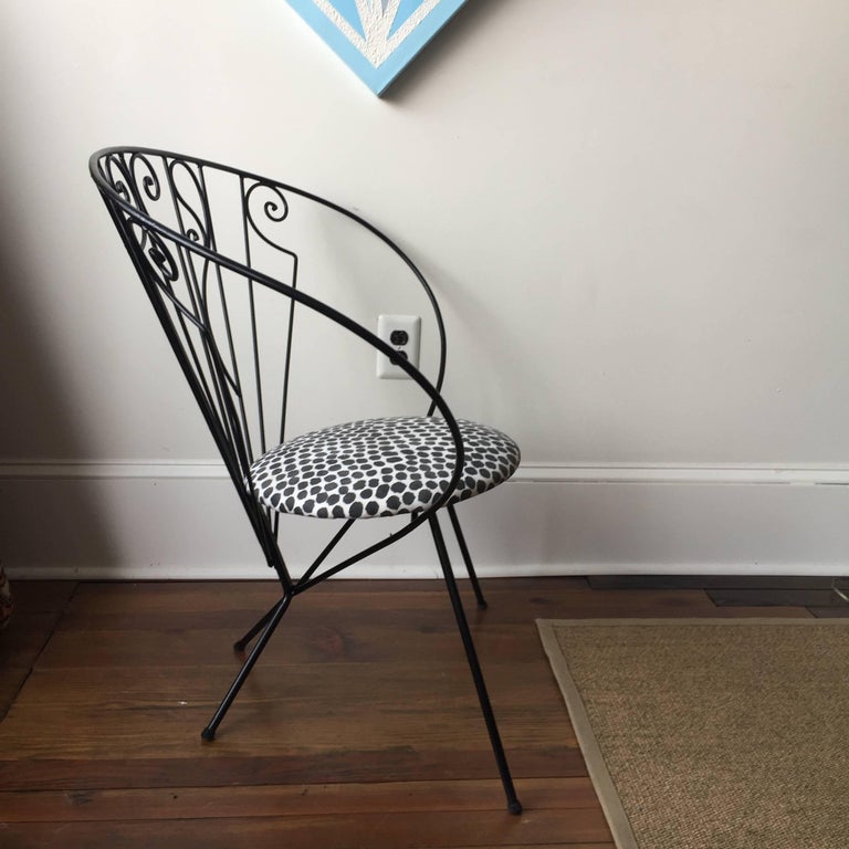 Mid-Century Modern Riley Wolf Iron Hoop Chair with Grey and White Dots ...