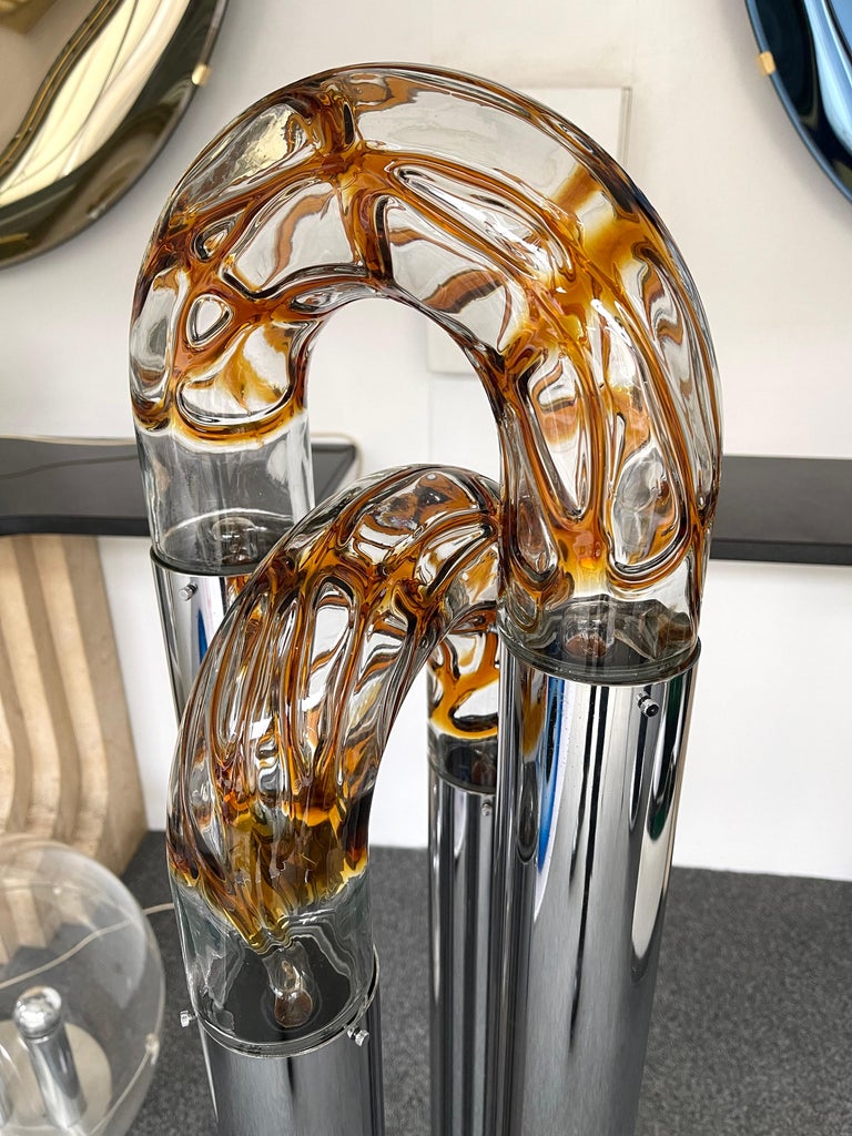 Mid-Century Modern Ring Floor Lamp Murano Glass Metal by Mazzega, Italy ...