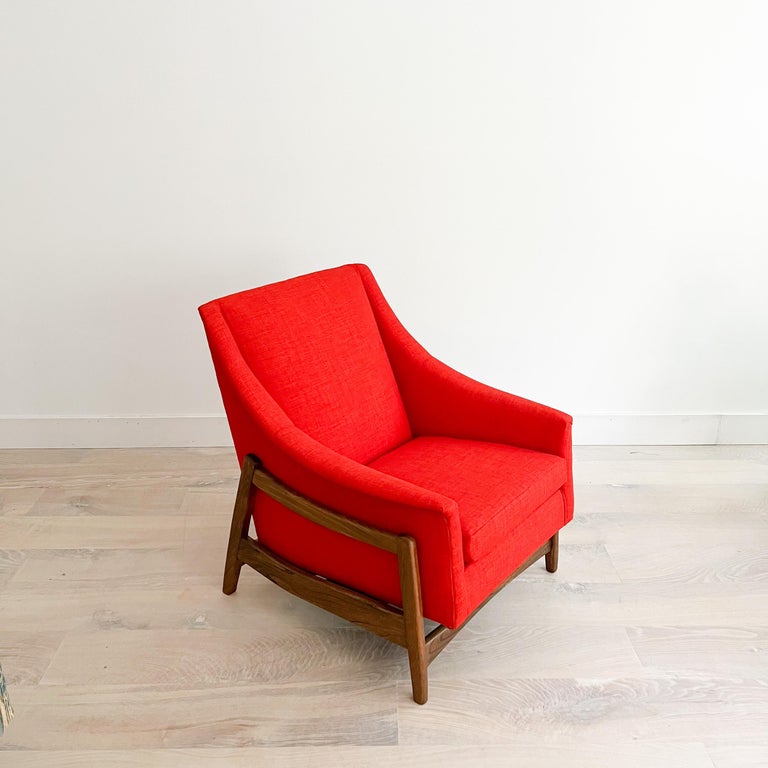 Mid-Century Modern Rocker Lounge Chair by Paola, New Red/Orange ...