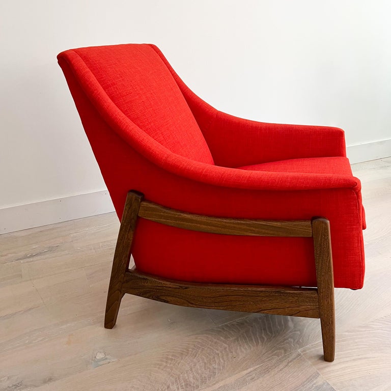 Mid-Century Modern Rocker Lounge Chair by Paola, New Red/Orange ...