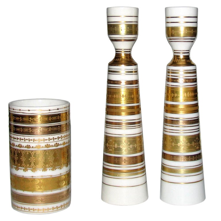 Mid-Century Modern, Rosenthal Porcelain Candlesticks and Vase by Bjorn ...