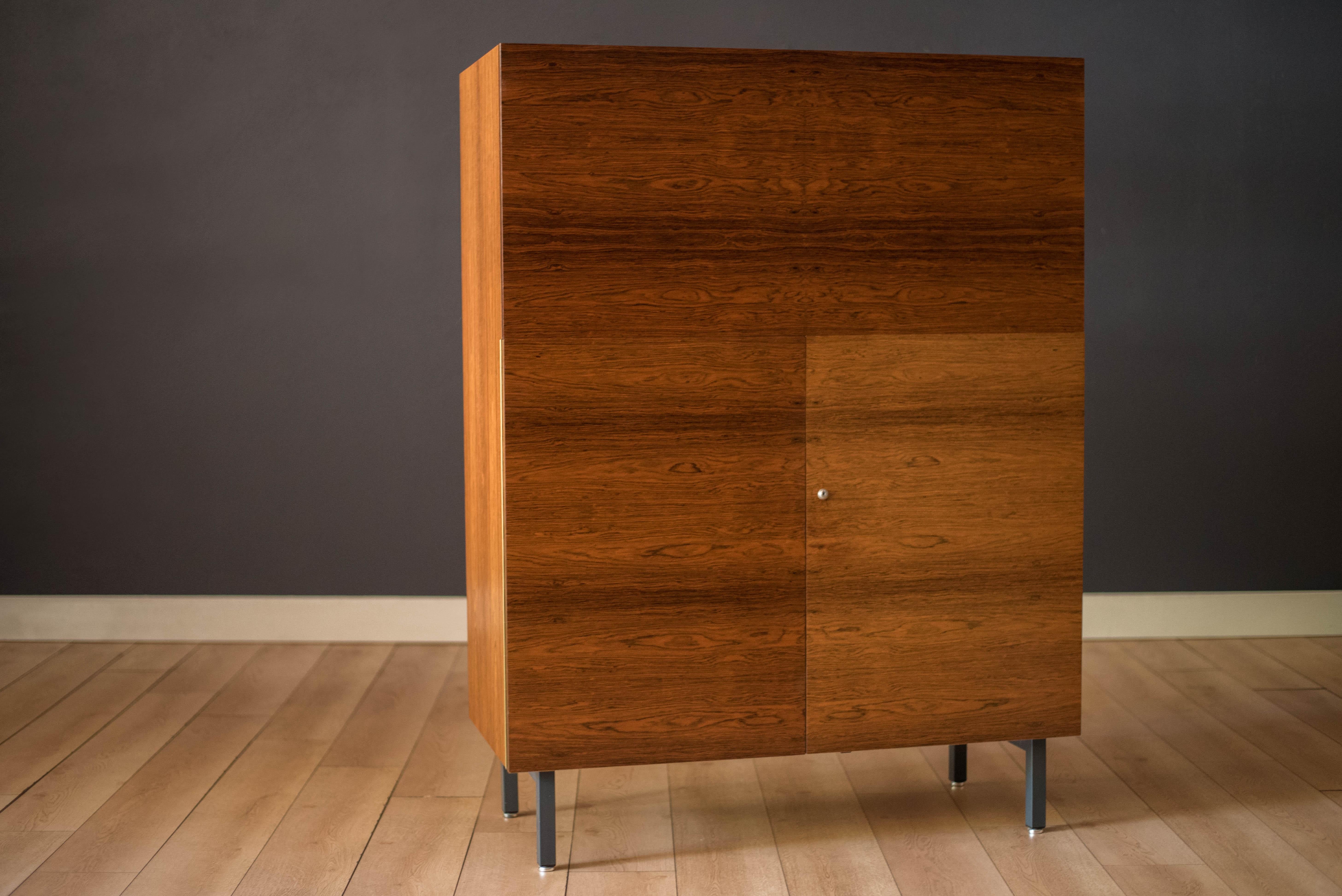 Mid-Century Modern Rosewood Fold Out Secretary Office Desk Cabinet For ...