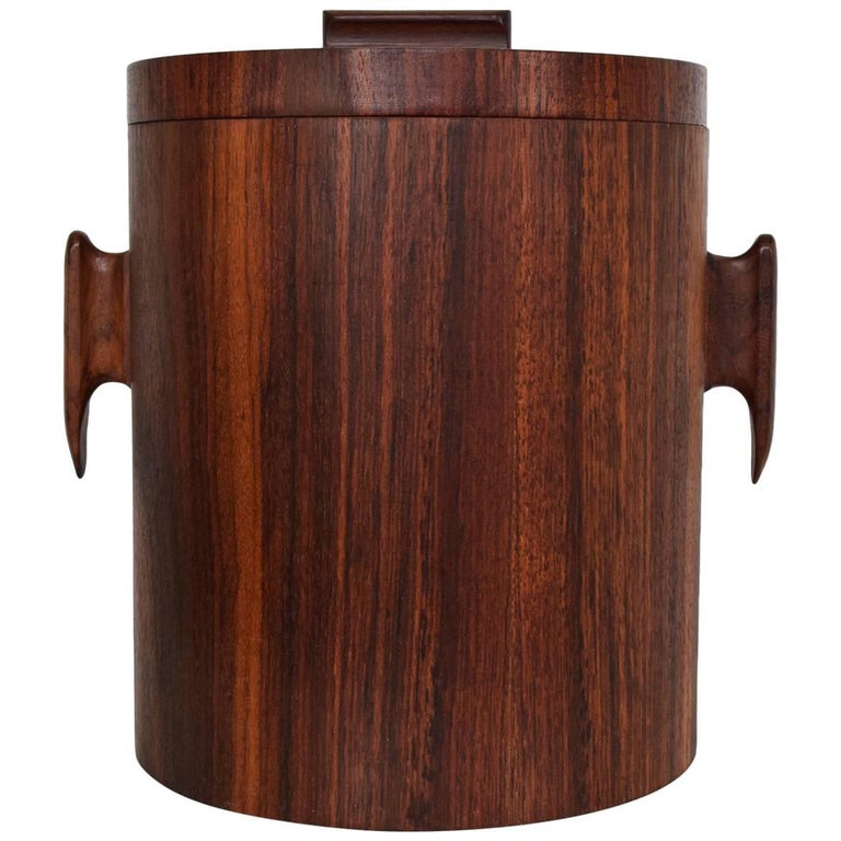 Mid-Century Modern Rosewood Ice Bucket, in the Style of Jean Gillon at ...