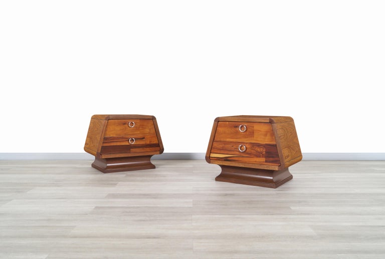 Mid Century Modern Rosewood "Pyramid" Nightstands at 1stDibs
