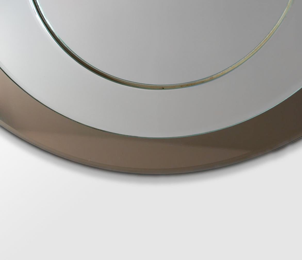 Mid-Century Modern Round Brown Glass Wall Mirror, Italy 1970s For Sale ...