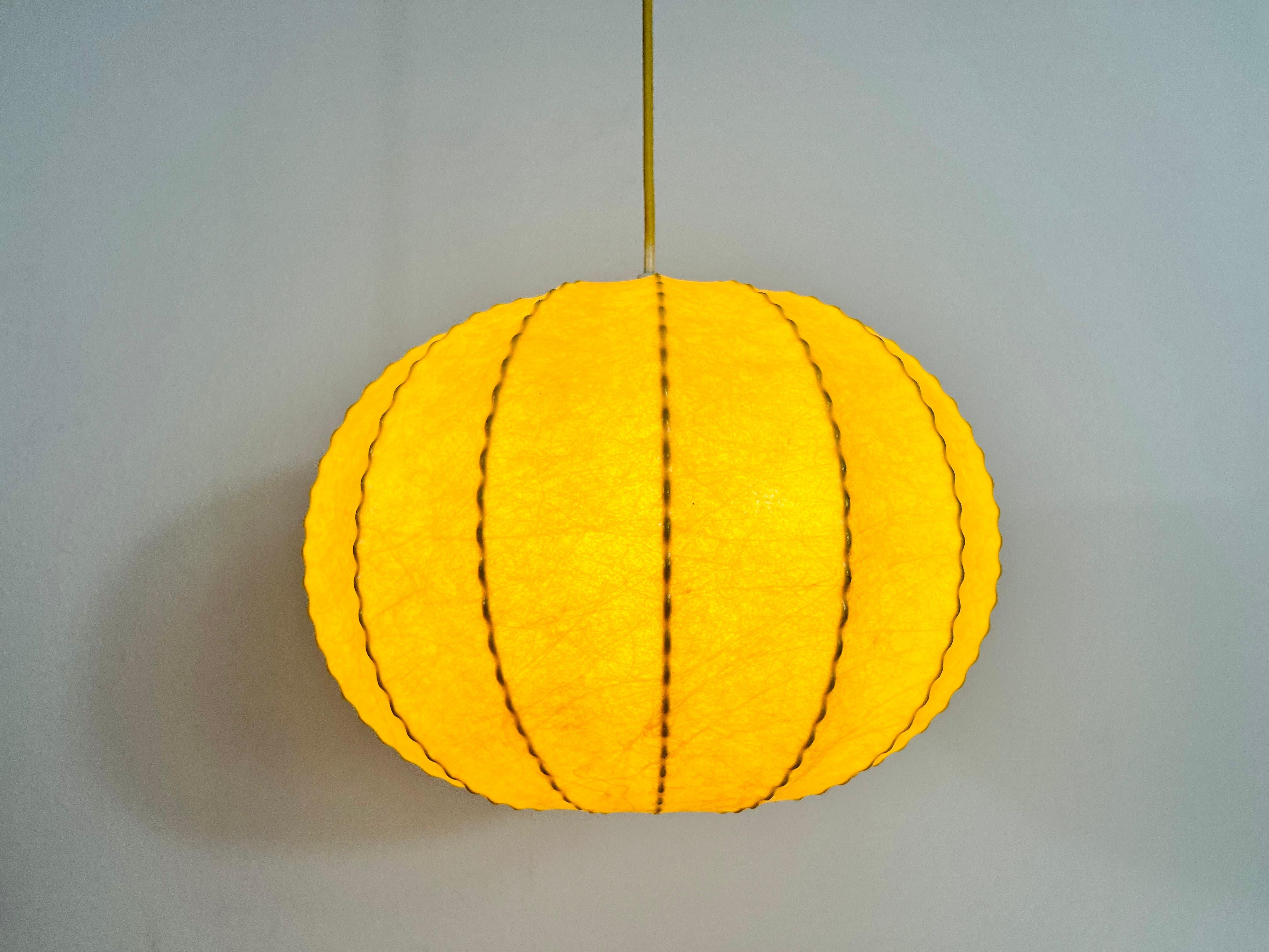 Mid-Century Modern Round Cocoon Pendant Lamp, 1960s, Italy at 1stDibs