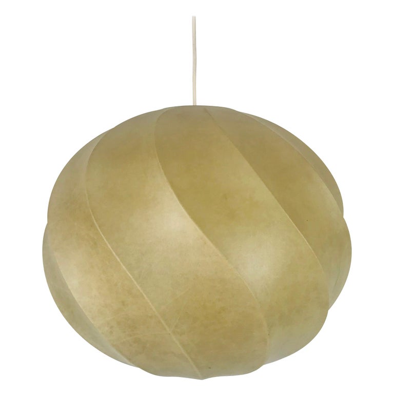 Mid-Century Modern Round Cocoon Pendant Lamp, 1960s, Italy at 1stDibs