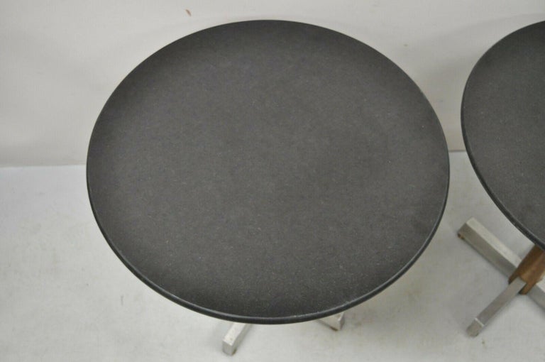 Mid Century Modern Round Granite Top Metal Star Base Side Tables - a ...