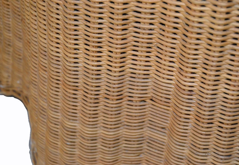 Mid-Century Modern Round Handwoven Tan Rattan / Wicker Coffee Table ...