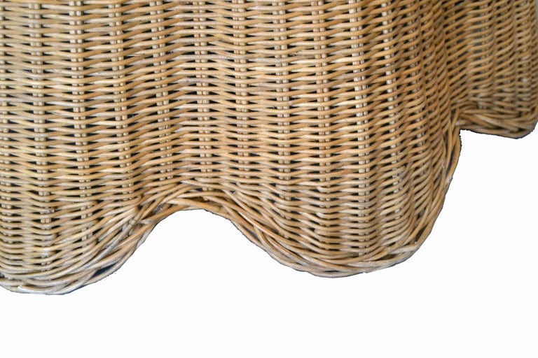 Mid-Century Modern Round Handwoven Tan Rattan / Wicker Coffee Table ...