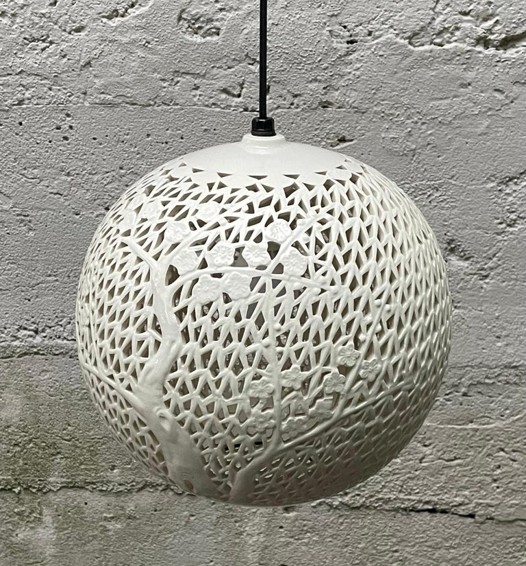 Mid-Century Modern Round White Porcelain Pendant Light by Rubens ...