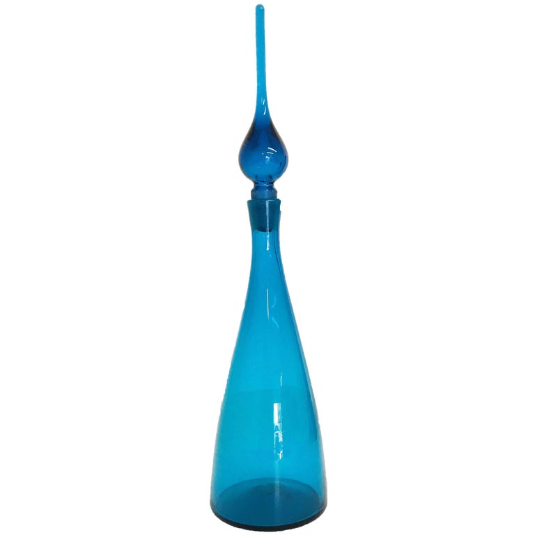 Mid-Century Modern Royal Blue Blenko Decanter with Stopper at 1stDibs
