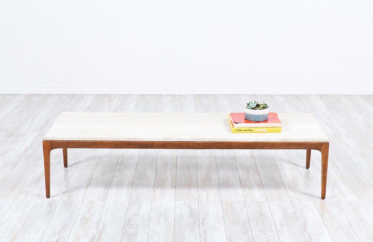 Mid-Century Modern “Rythm” Coffee Table with Crema Marfil Marble Top by ...