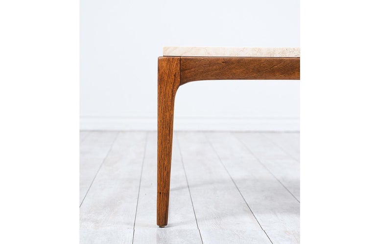 Mid-Century Modern “Rythm” Coffee Table with Crema Marfil Marble Top by ...