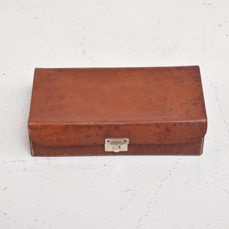 Mid-Century Modern Saddle Leather Box with Lock at 1stDibs | leather ...