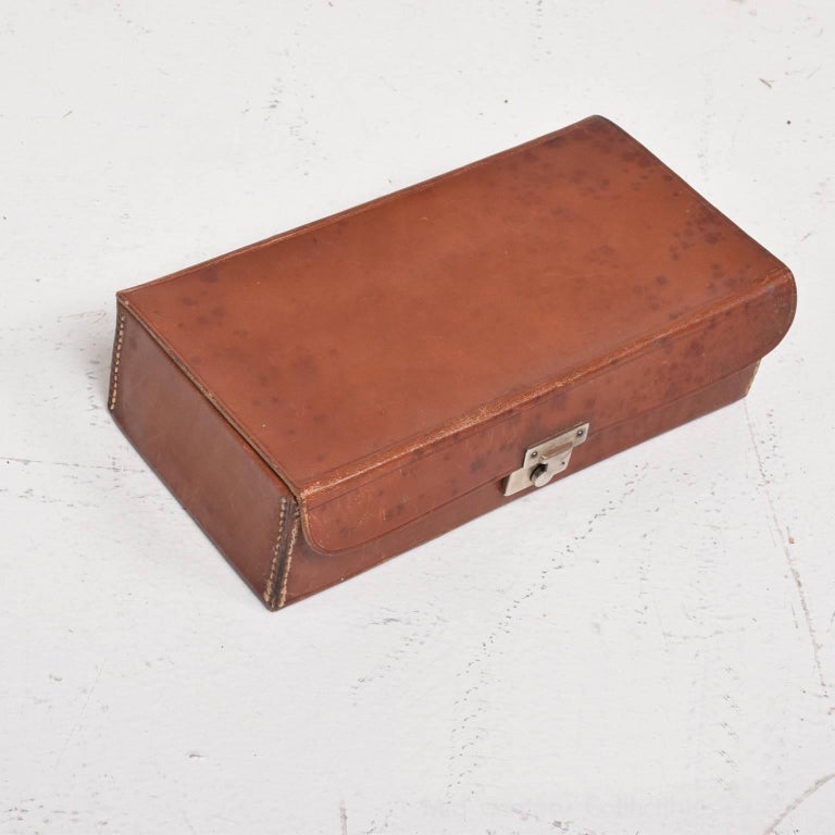 Mid-Century Modern Saddle Leather Box with Lock at 1stDibs | leather ...