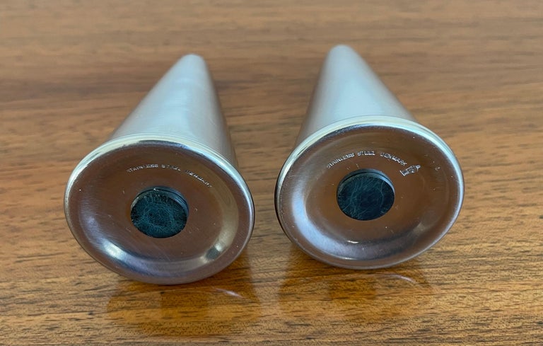 Mid Century Modern Salt and Pepper Shakers, Stainless Steel, Denmark ...