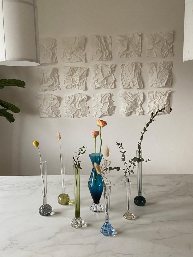 Mid-Century Modern Scandinavian Blue and Green Colored Single Stem ...