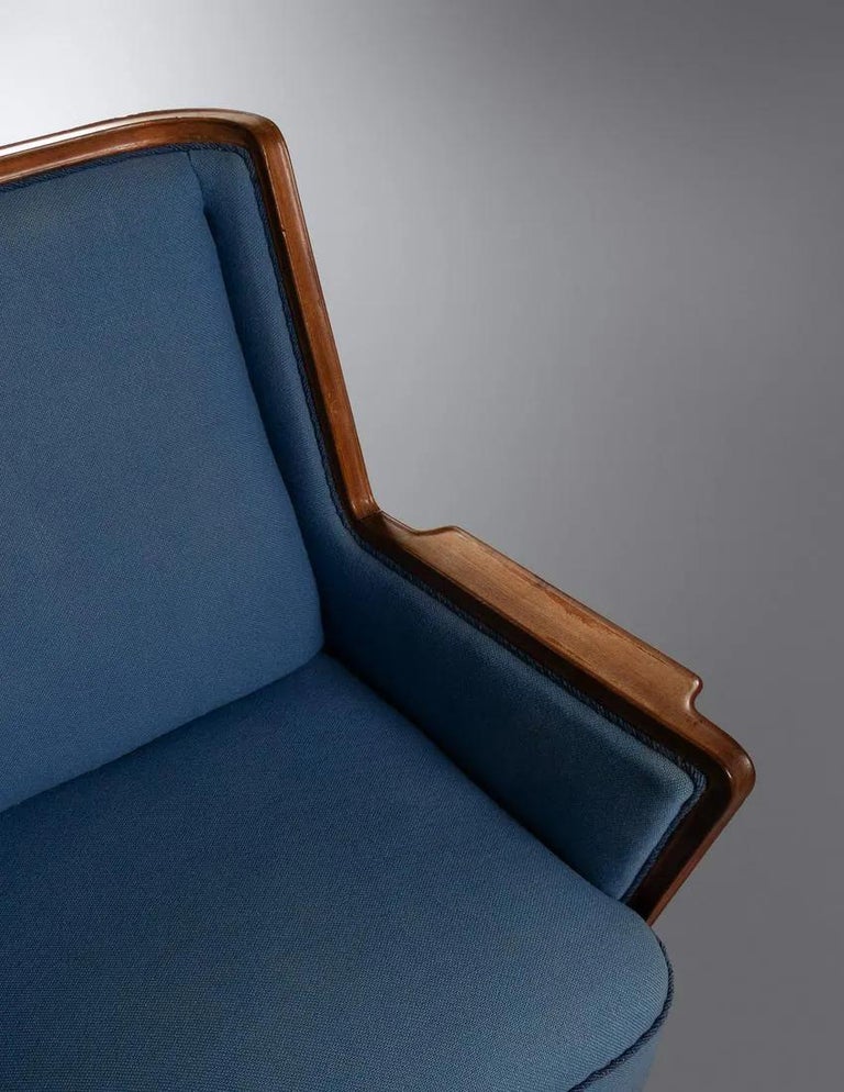 Mid-Century Modern Scandinavian Blue Upholstery Lounge Chair For Sale ...